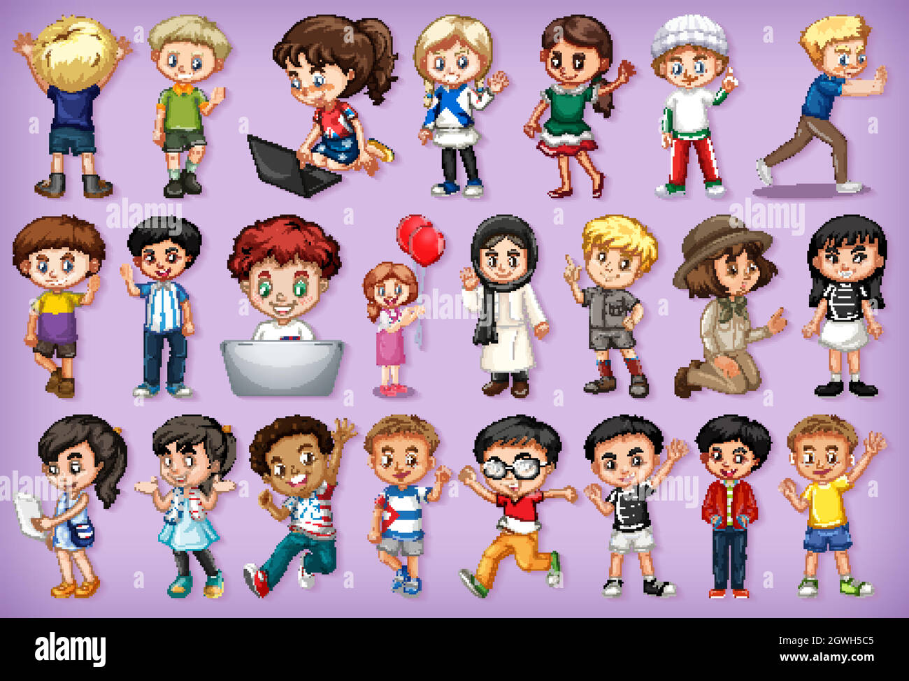 Large set of children doing different activities Stock Vector Image ...