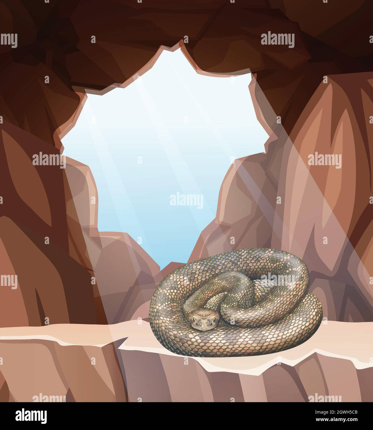 Snake in cave scene Stock Vector Image & Art - Alamy