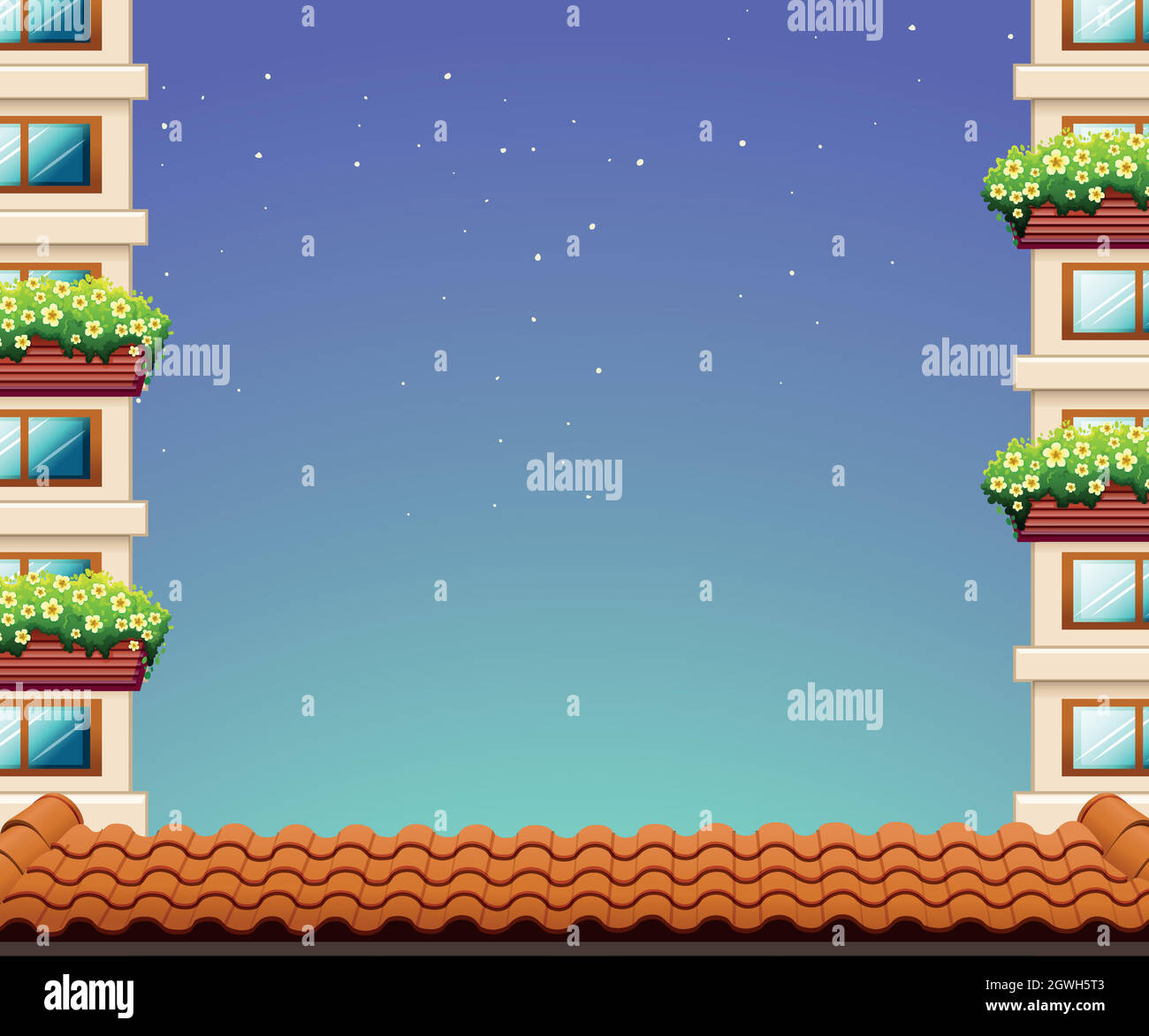 Building balcony scene at night Stock Vector Image & Art - Alamy