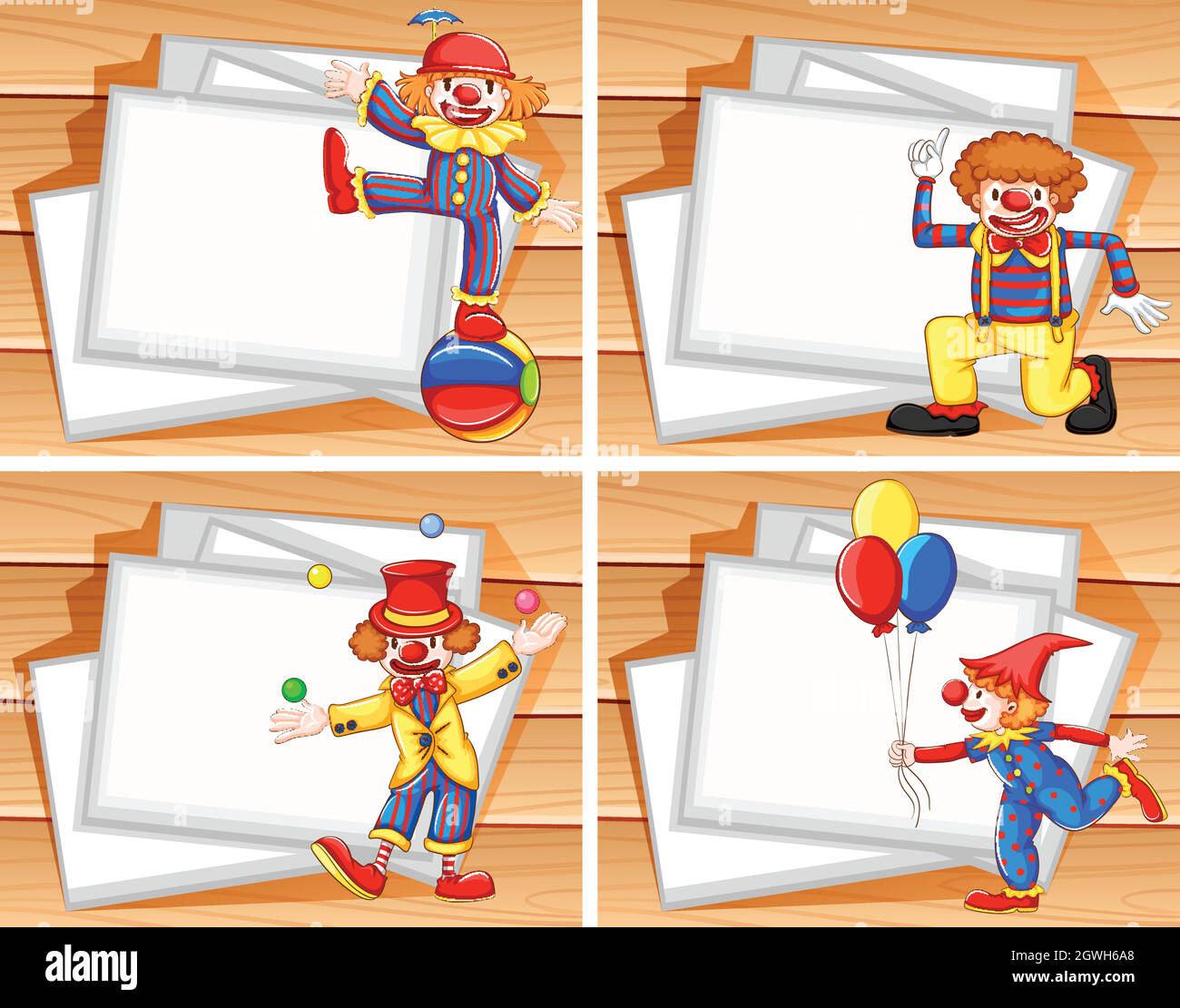 Border template with funny clowns Stock Vector Image & Art - Alamy