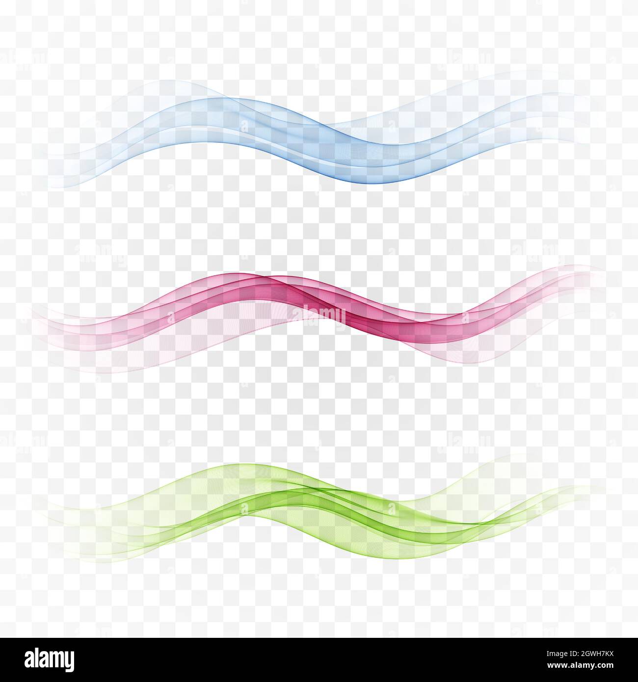 Blue Stream Transparent Wave Smoky Wave Background Set Stock Vector ...
