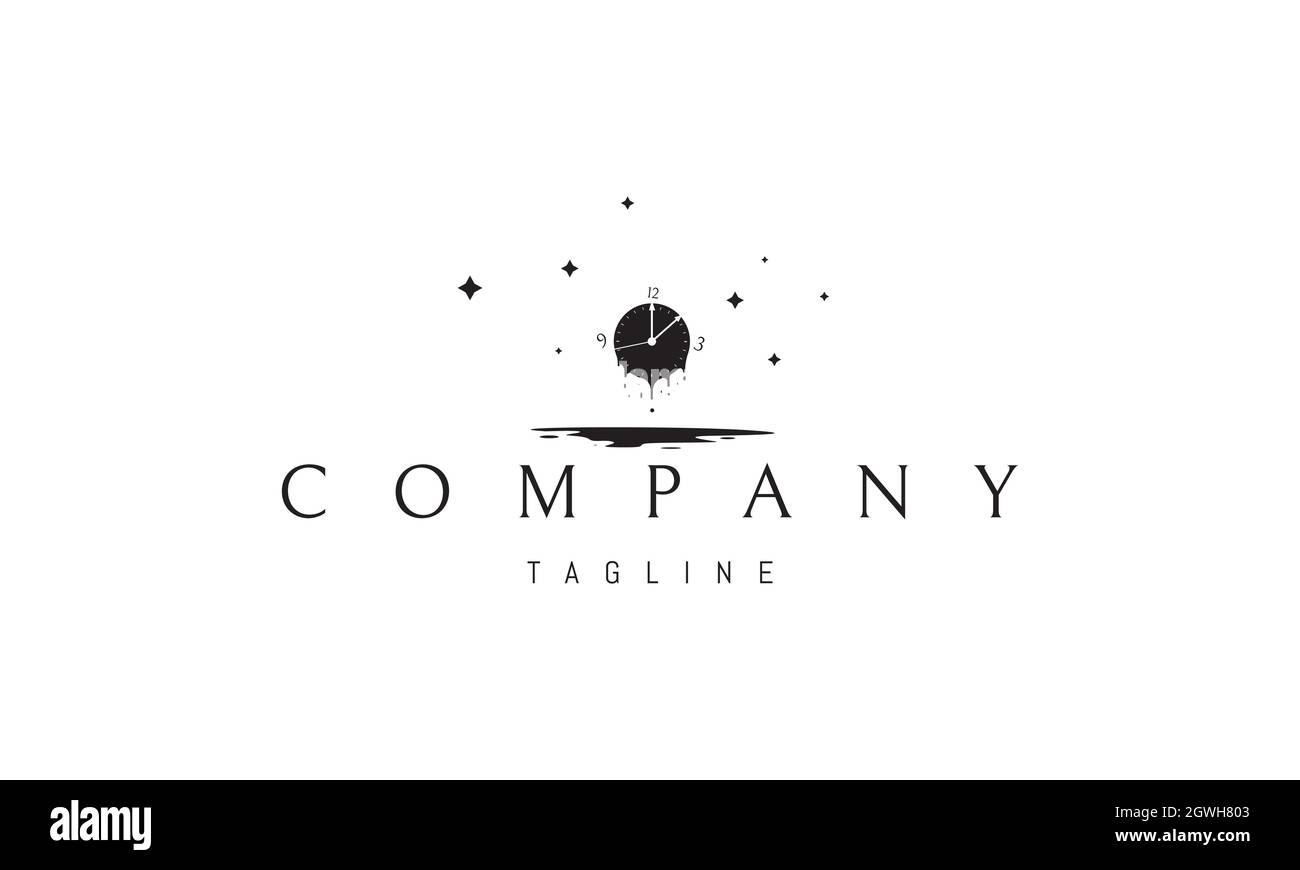 Vector logo on which an abstract image of a melting clock personifies ...