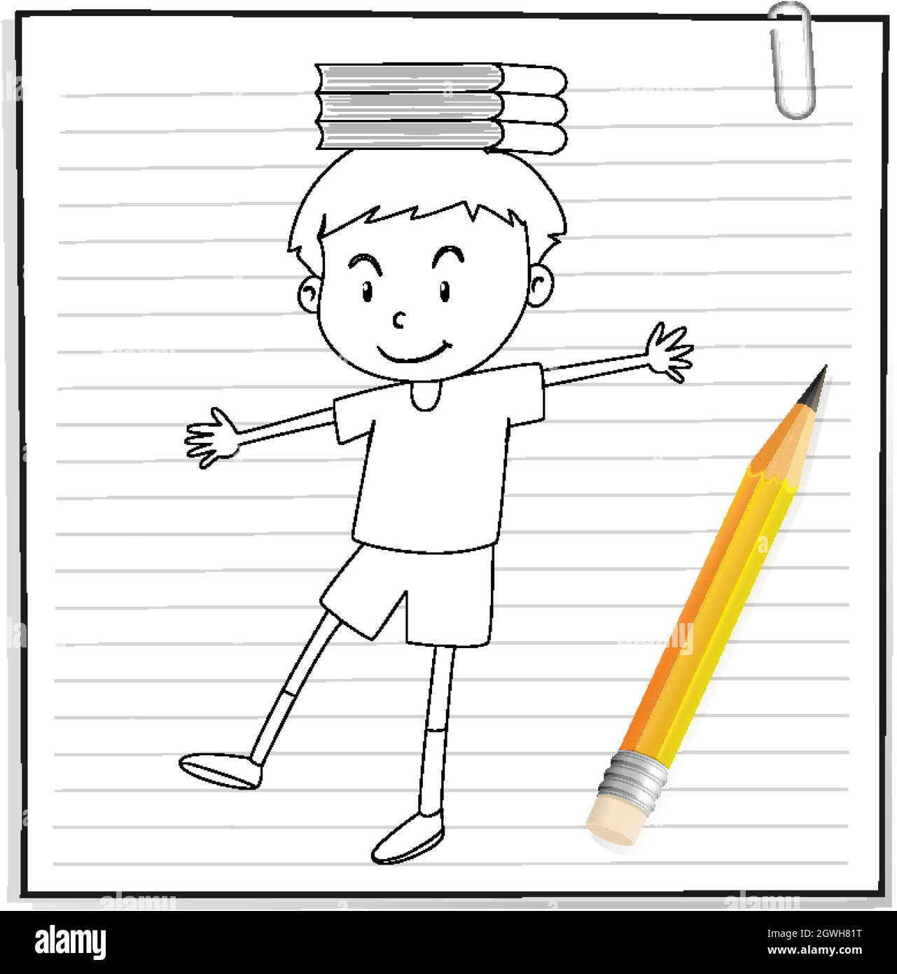 Hand writing of boy with balance book outline Stock Vector Image & Art ...