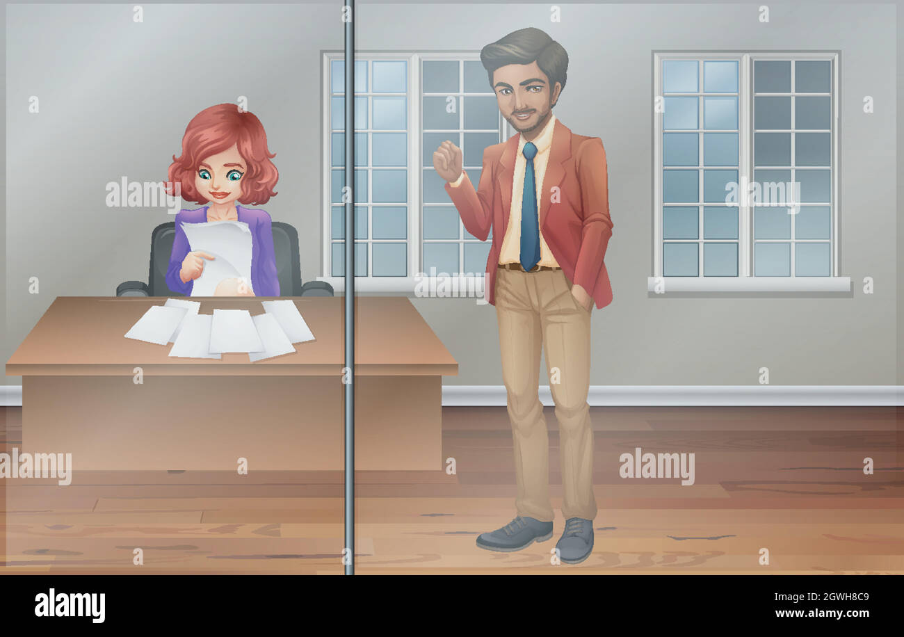 Two office workers working in office Stock Vector Image & Art - Alamy