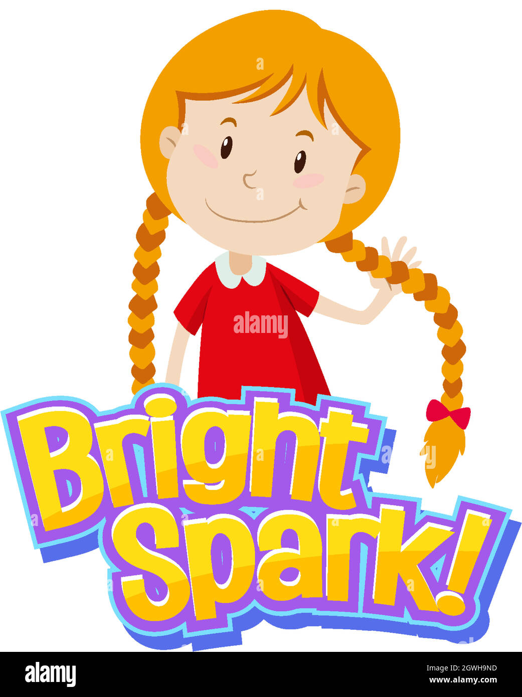 Font design for word bright spark with cute girl Stock Vector Image ...
