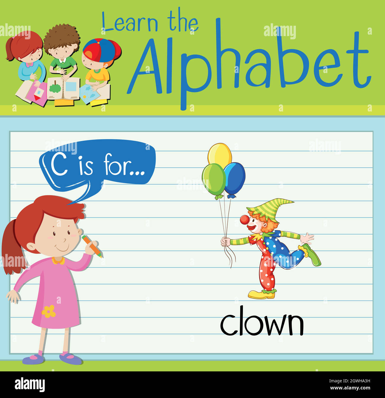 Flashcard letter C is for clown Stock Vector Image & Art - Alamy