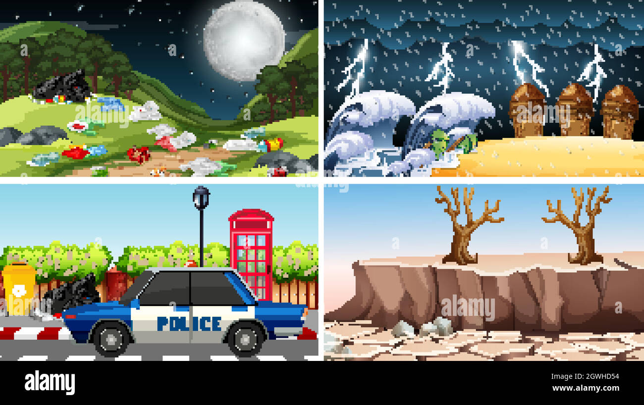Set of polluted scenes Stock Vector Image & Art - Alamy