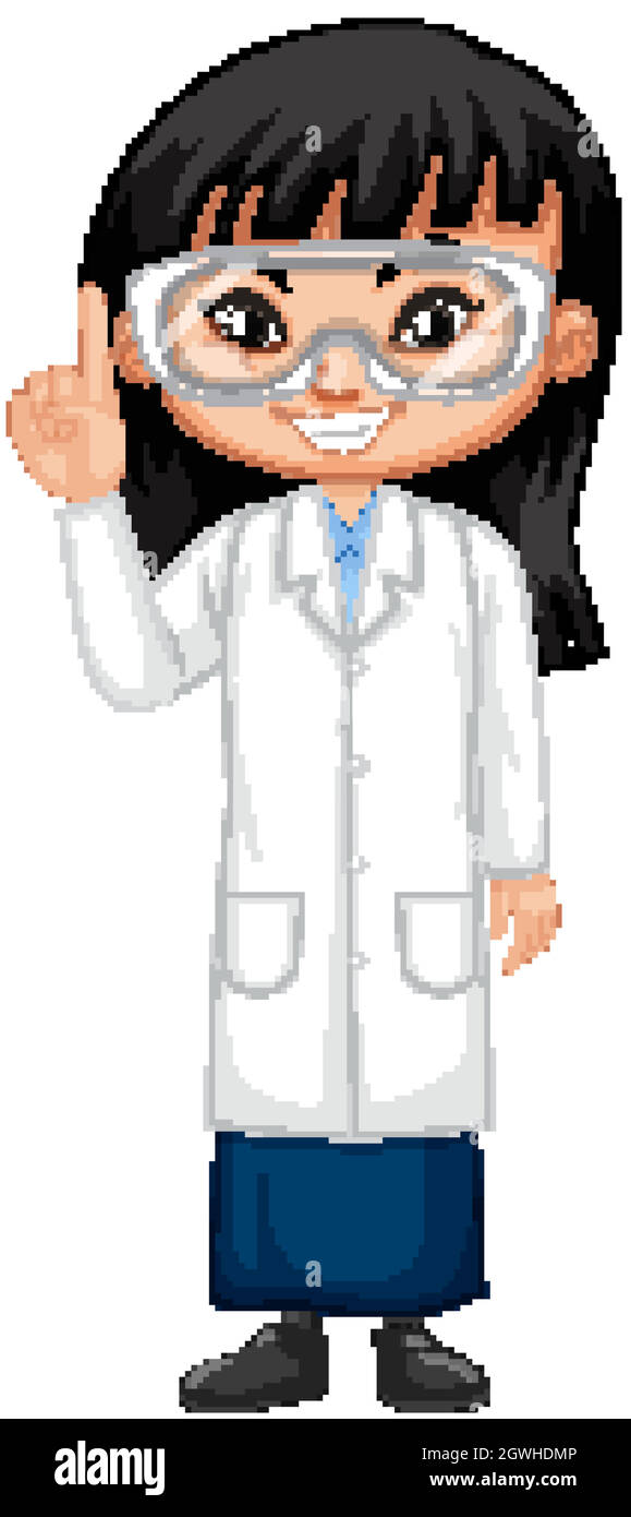 Cute girl in science gown on white background Stock Vector Image & Art ...