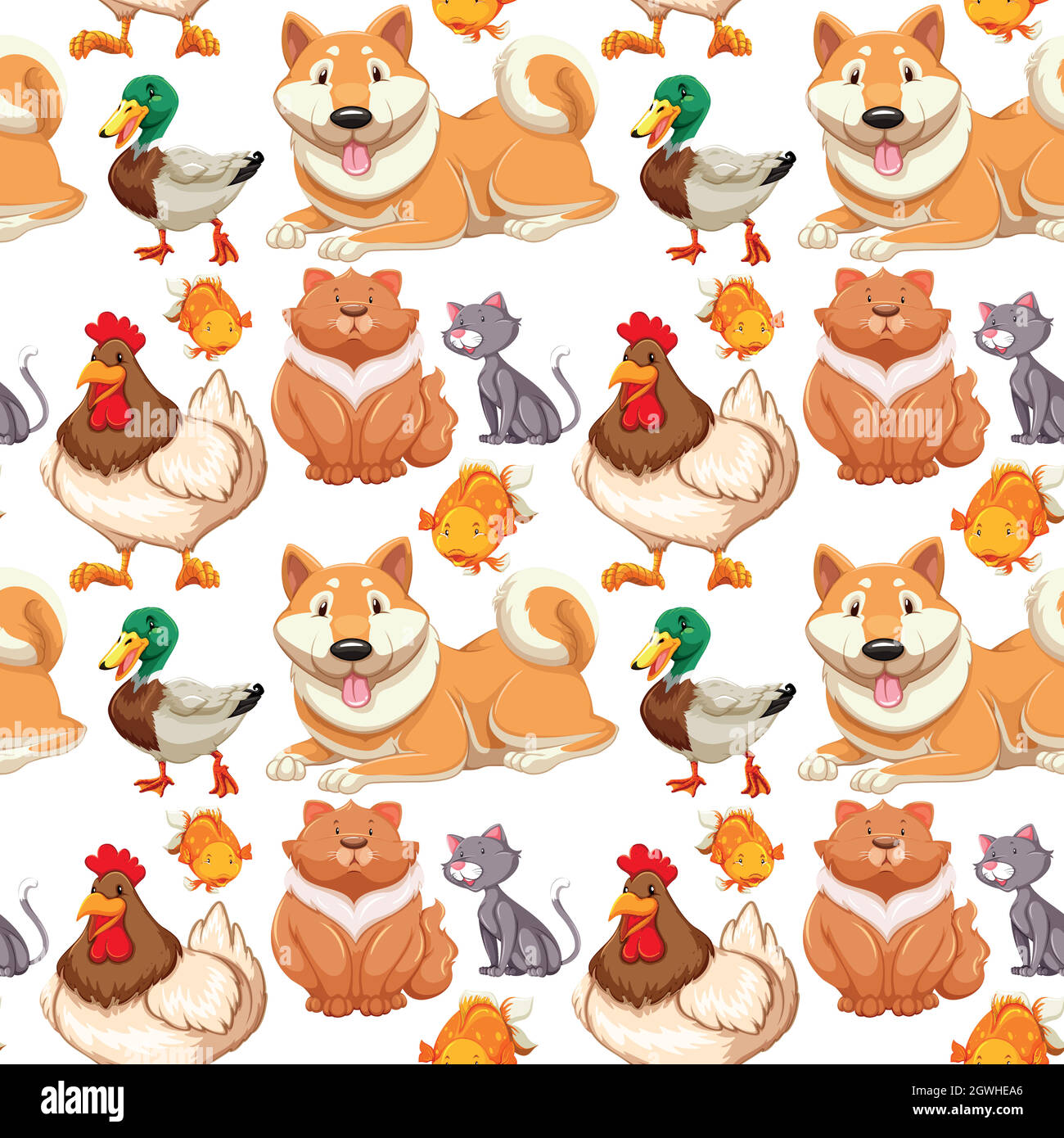 Seamless background with many cute pets Stock Vector Image & Art - Alamy