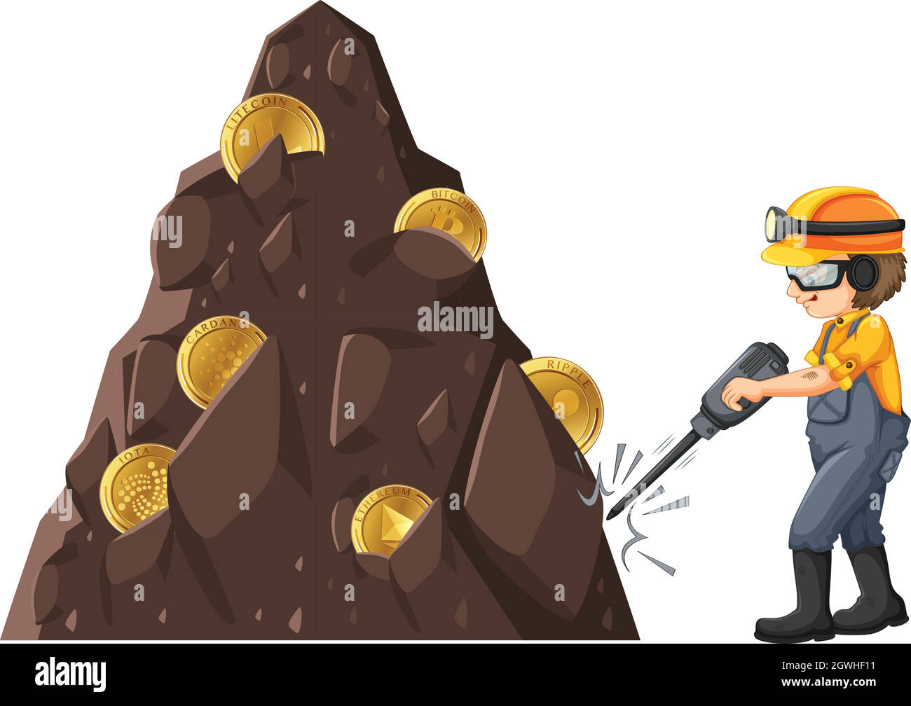 Man mining crytocurrency from ground Stock Vector Image & Art - Alamy
