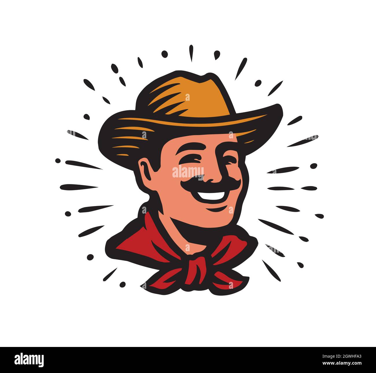Farmer emblem. Farm and agriculture theme. Vector symbol isolated on ...
