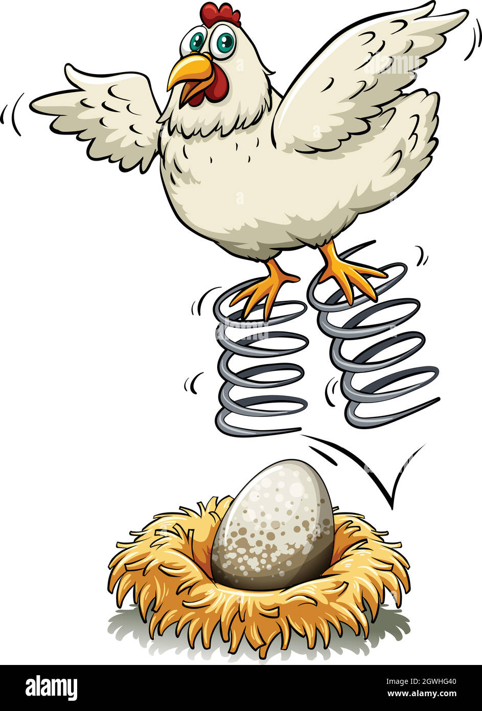 Chicken jumping on spring illustration hi-res stock photography and ...