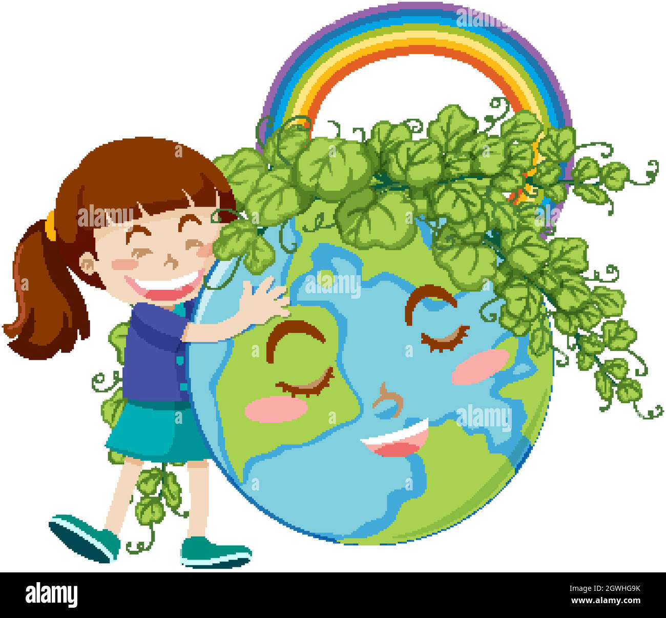 Children hugging the earth Cut Out Stock Images & Pictures - Alamy