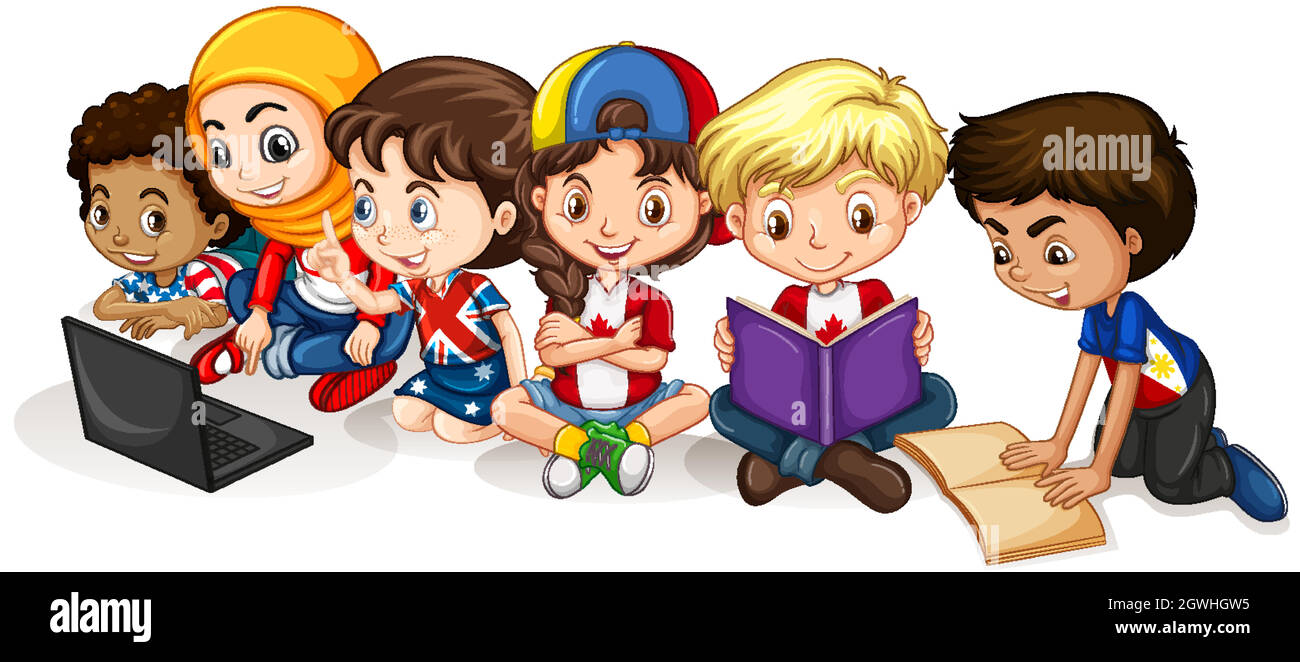 Female student on computer Stock Vector Images - Alamy