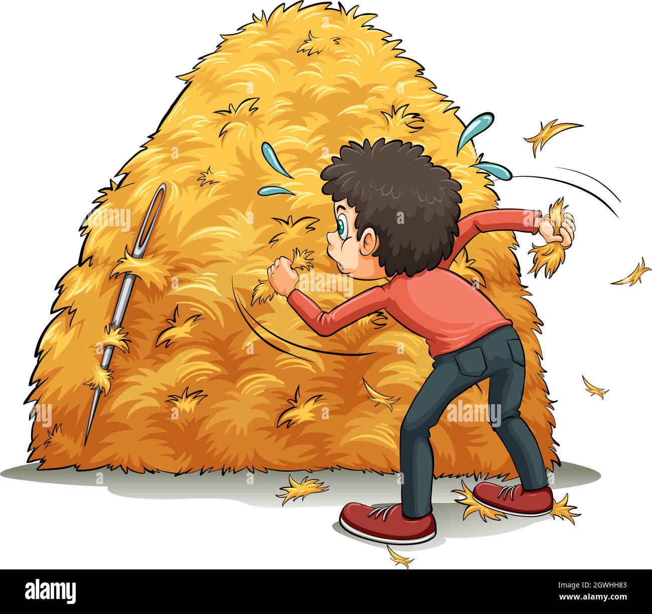 A boy looking for a needle Stock Vector Image & Art - Alamy