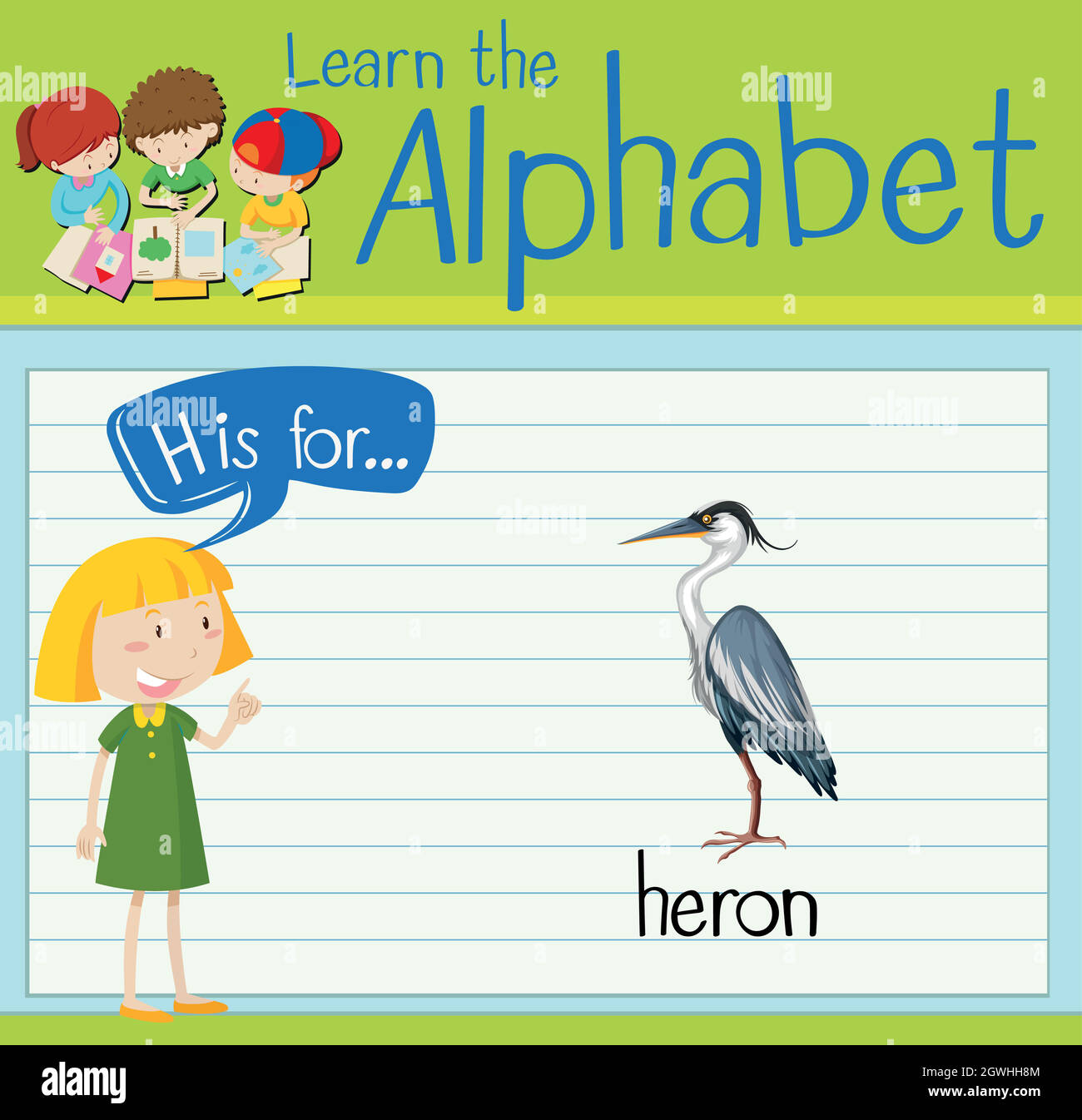 Flashcard letter H is for heron Stock Vector Image & Art - Alamy