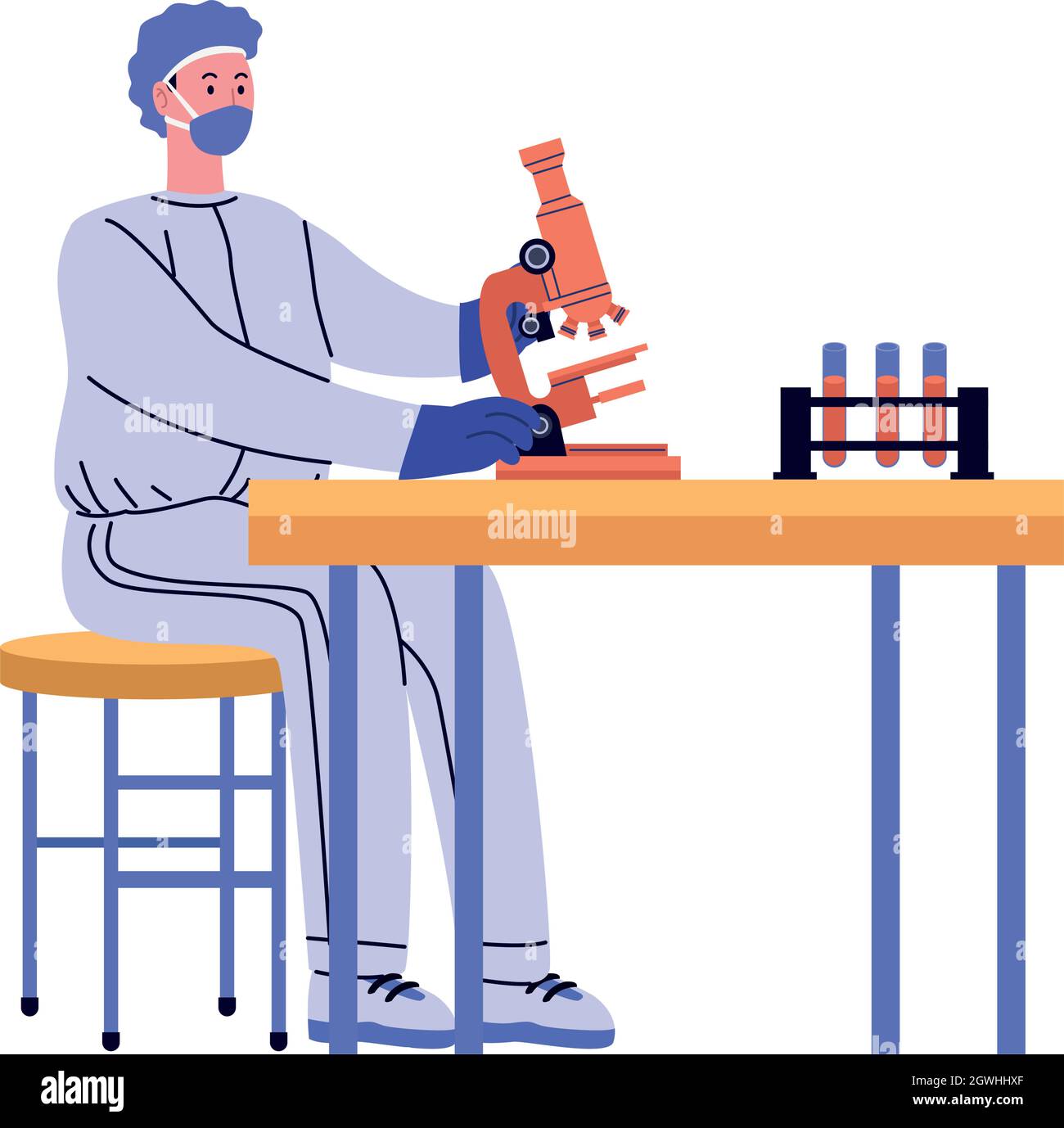 laboratory worker with microscope Stock Vector Image & Art - Alamy