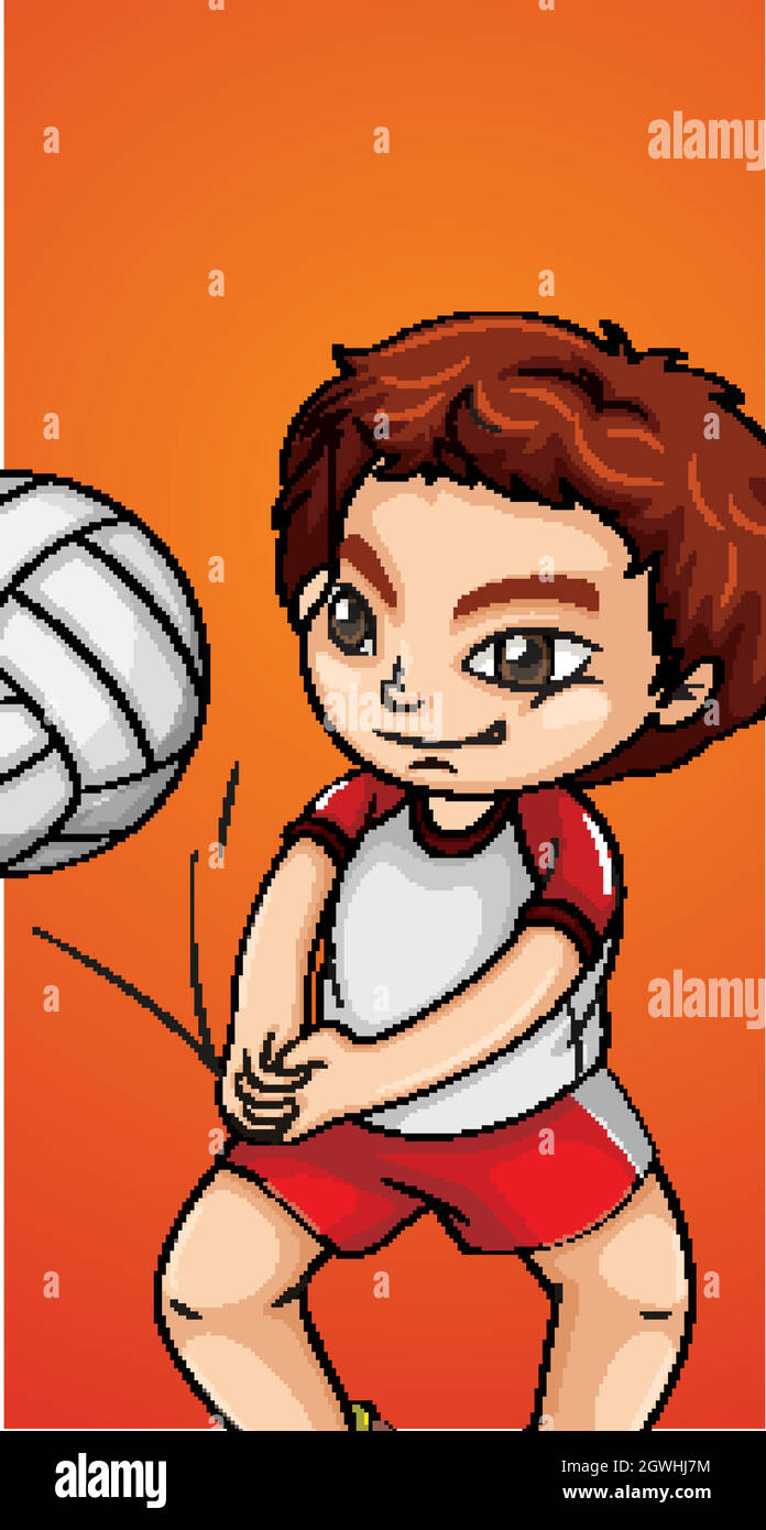 Happy boy playing volleyball Stock Vector Image & Art - Alamy