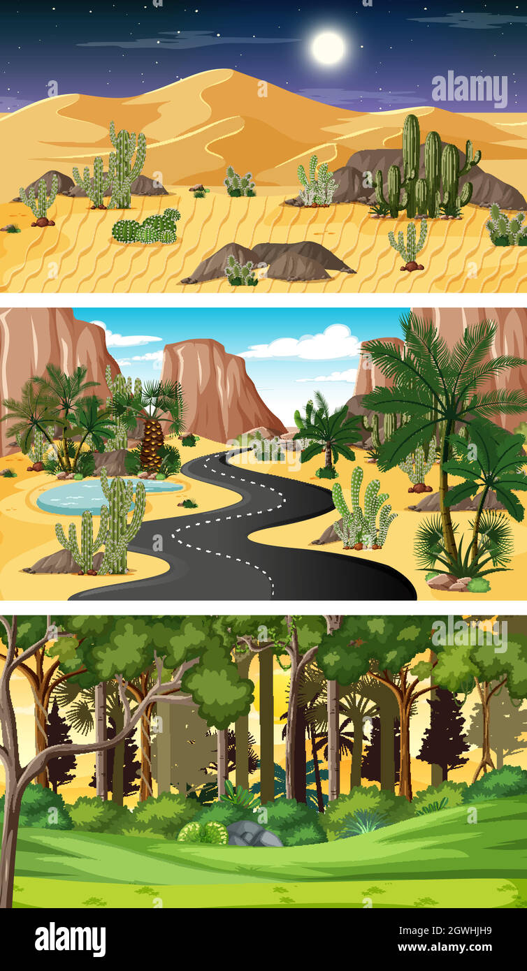 Three different nature horizontal scenes Stock Vector Image & Art - Alamy