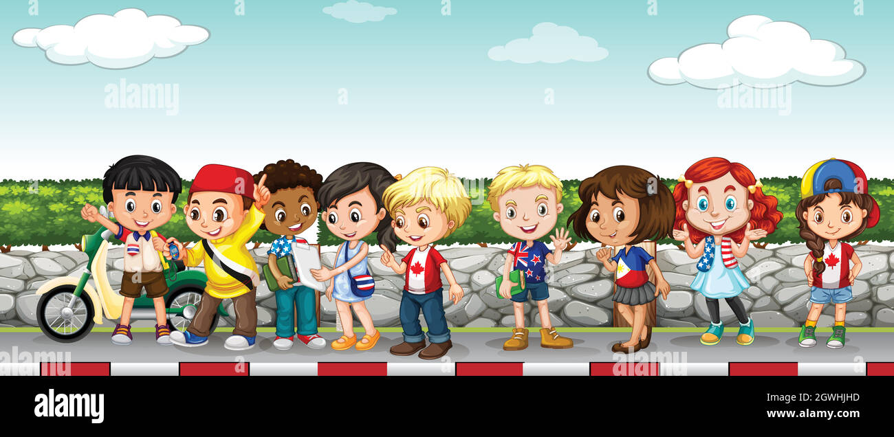 Girls on pavement Stock Vector Images - Alamy