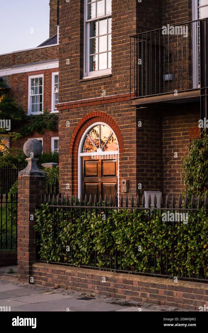 Posh house on the Hammersmith Riverside at dusk, Hammersmith, London ...