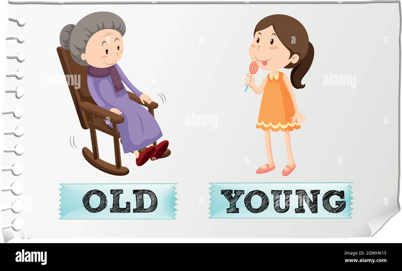 Opposite adjectives old and young Stock Vector Image & Art - Alamy