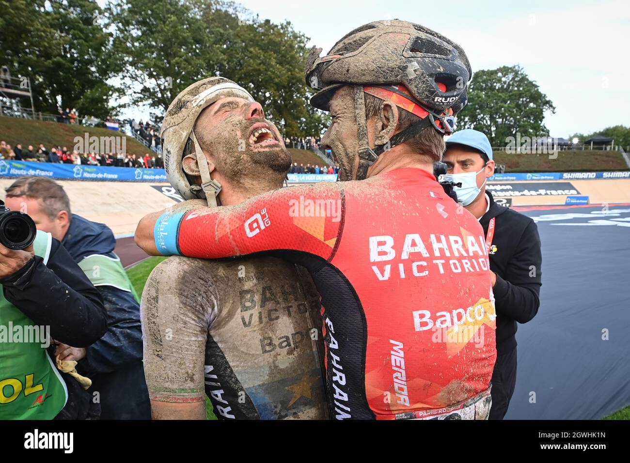 Italian Sonny Colbrelli of Bahrain Victorious pictured after the men ...