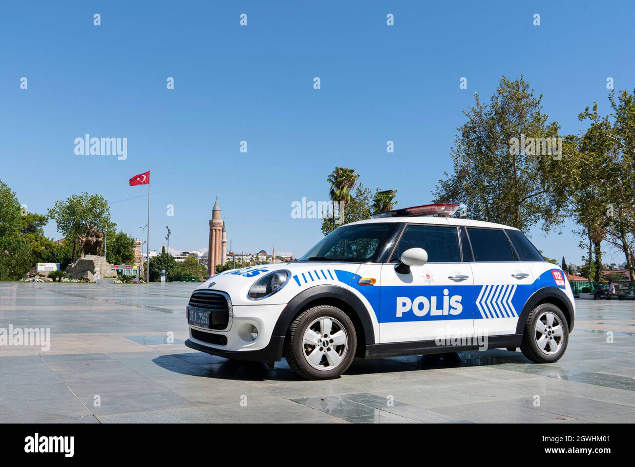 Turkey, Antalya kaleichi 2021 09 07: small and fast police car mini ...
