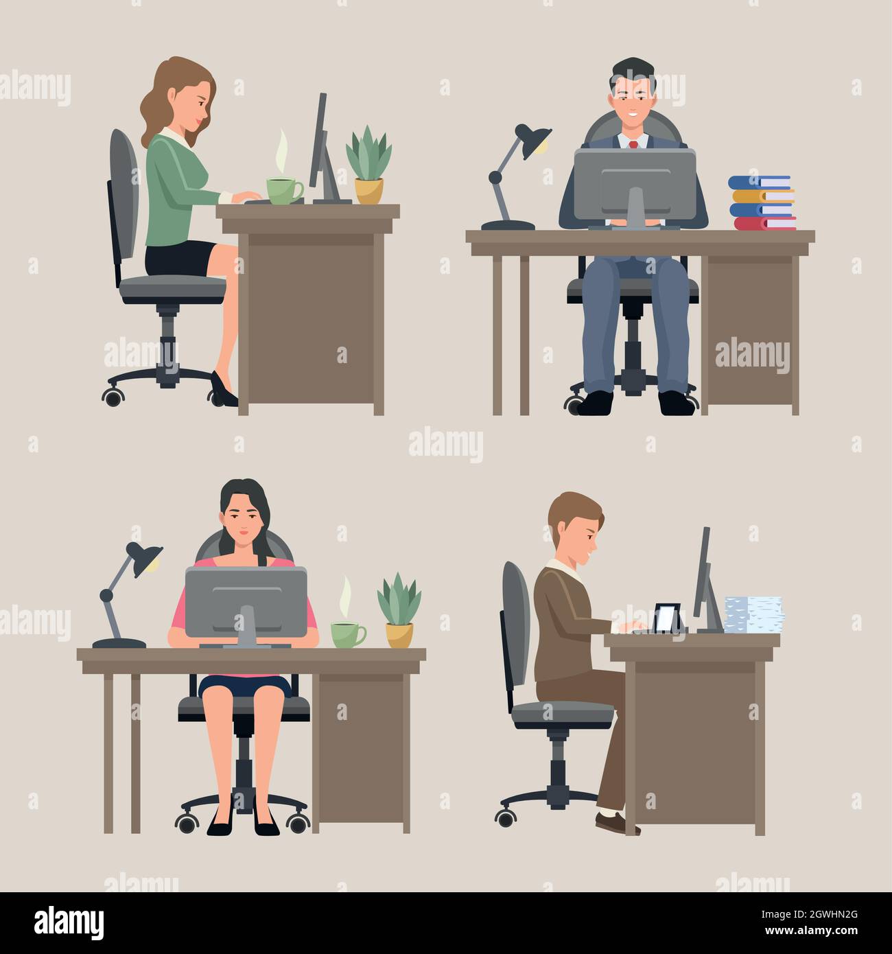 four businesspersons working Stock Vector Image & Art - Alamy