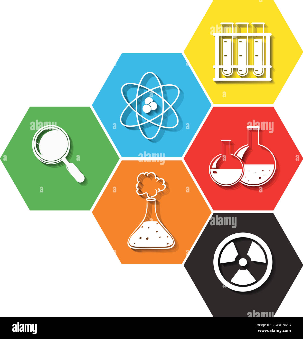Science symbols on hexagon background Stock Vector Image & Art - Alamy