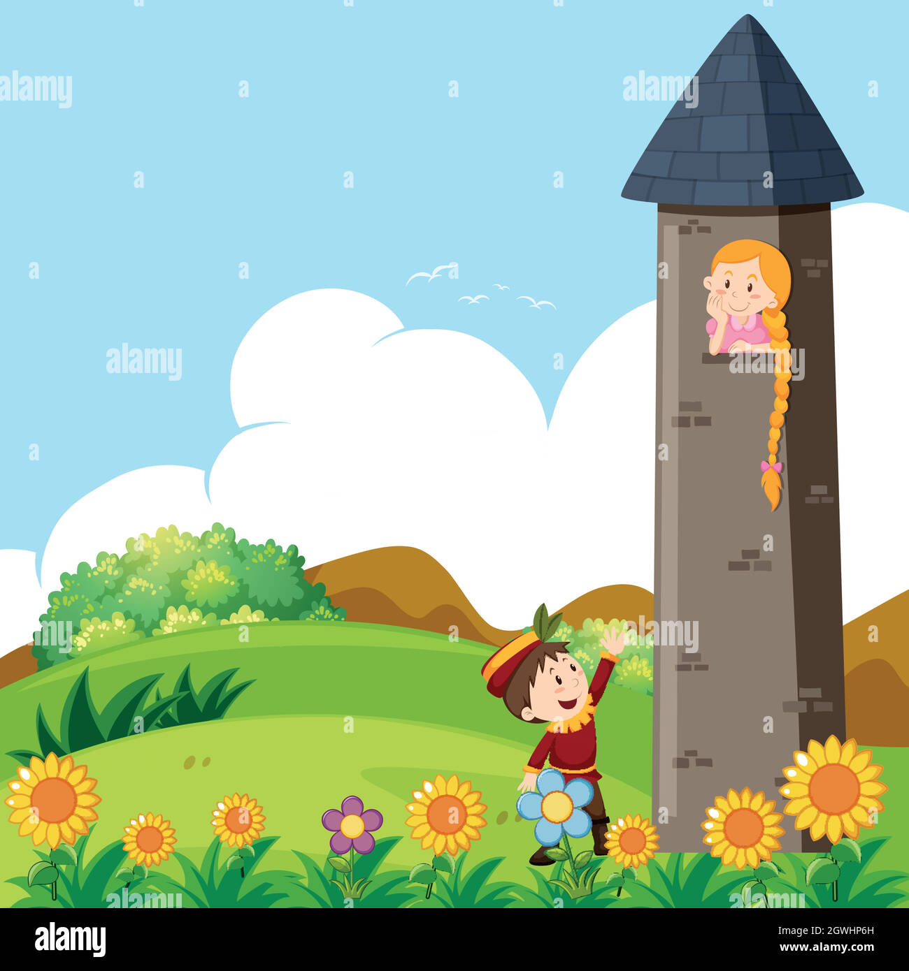 Prince and princess in the tower Stock Vector Image & Art - Alamy