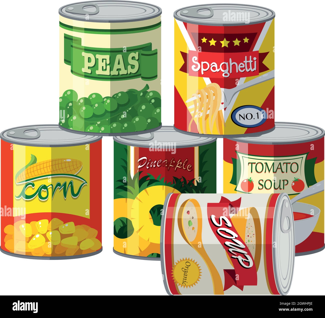 Set canned vegetable Stock Vector Images - Alamy