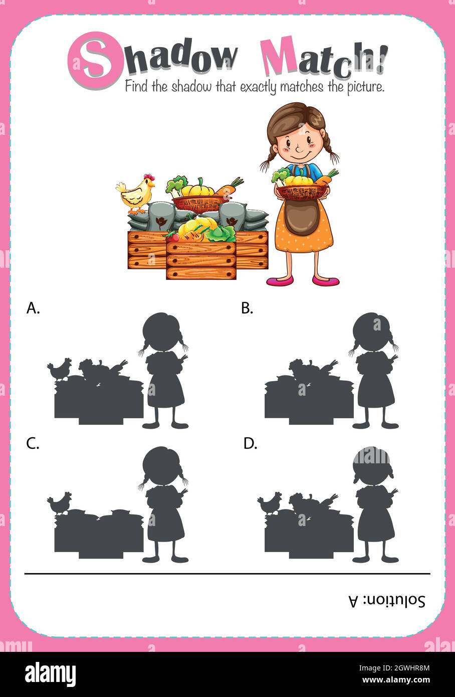 Game template with shadow matching farm products Stock Vector Image ...