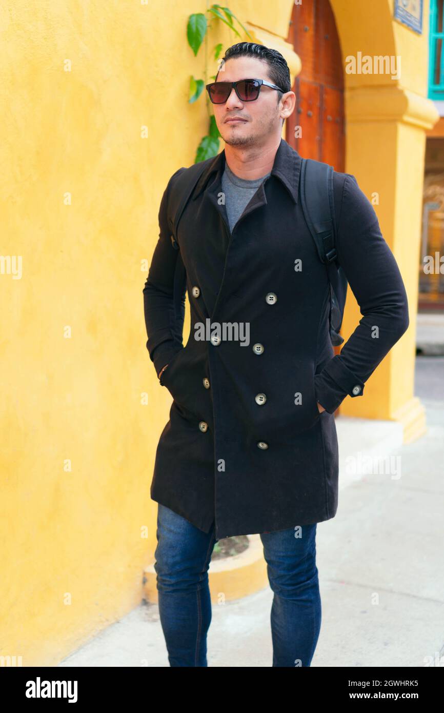 Portrait of handsome hipster a Latin smiling. Lifestyle concept Stock ...