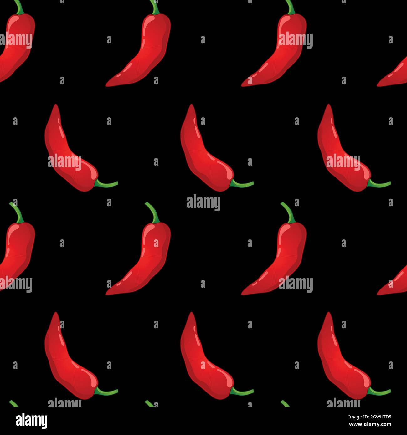 Red Pepper vector seamless pattern. Mexican chili spicy vegetable. Hot ...