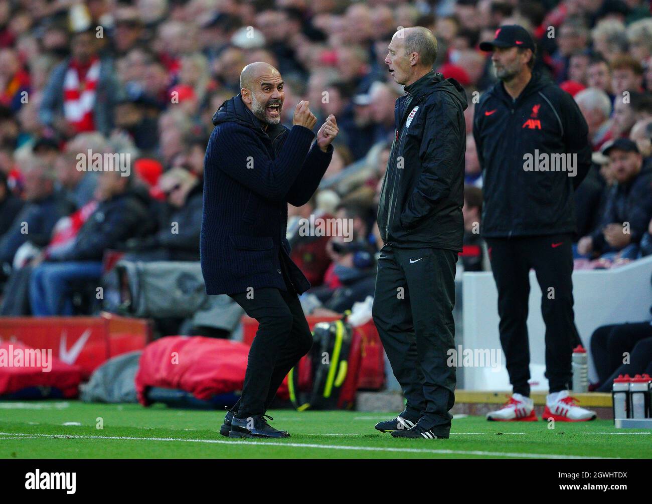 Manchester City manager Pep Guardiola reacts on the touchline during ...