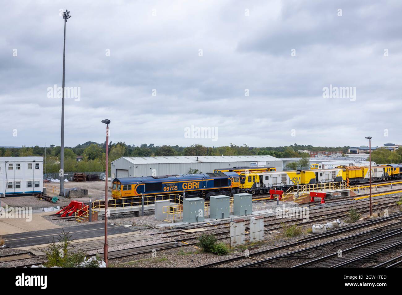 Rail freight depot with GBRf and HSM diesel engines in sidings at ...