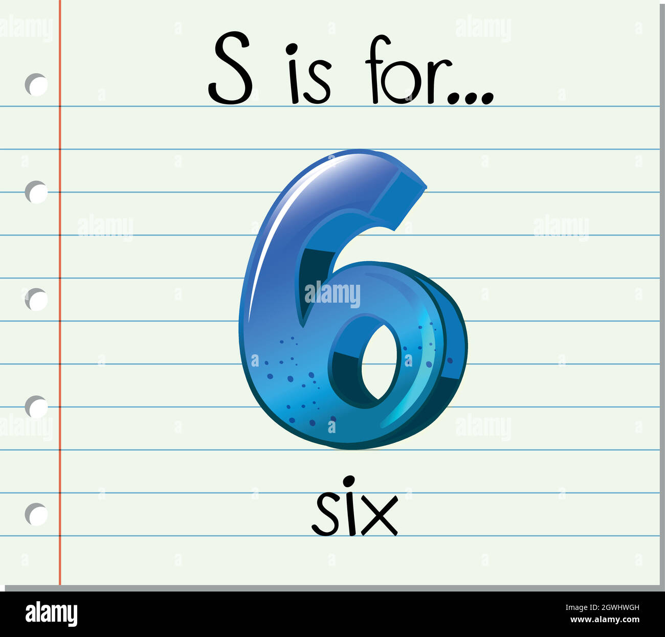 Flashcard letter S is for six Stock Vector Image & Art - Alamy