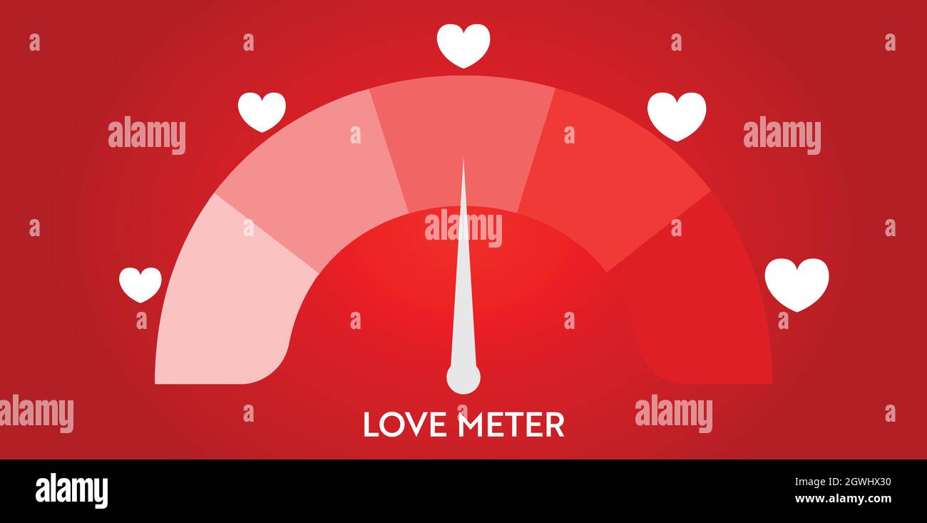Love level meter indicator. Heart speedometer design. Valentine day ...