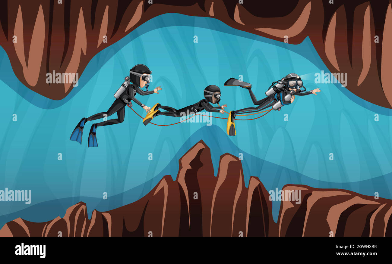 Scuba divers swimming in Stock Vector Images - Alamy