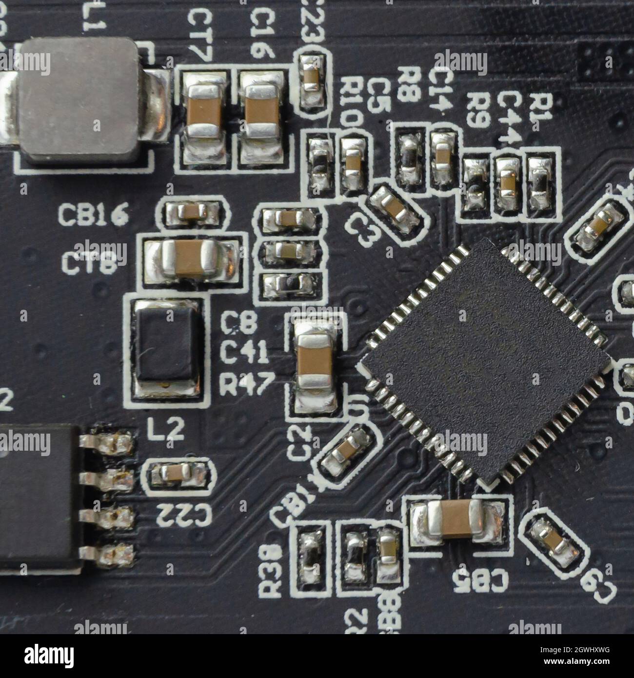 Microchips and microcircuits are installed on a modern electronic ...