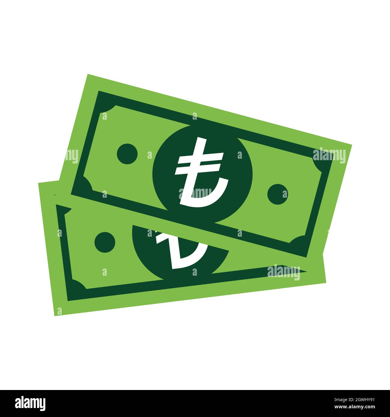 Turkish lira flat icon sign vector. Paper money symbol isolated on ...