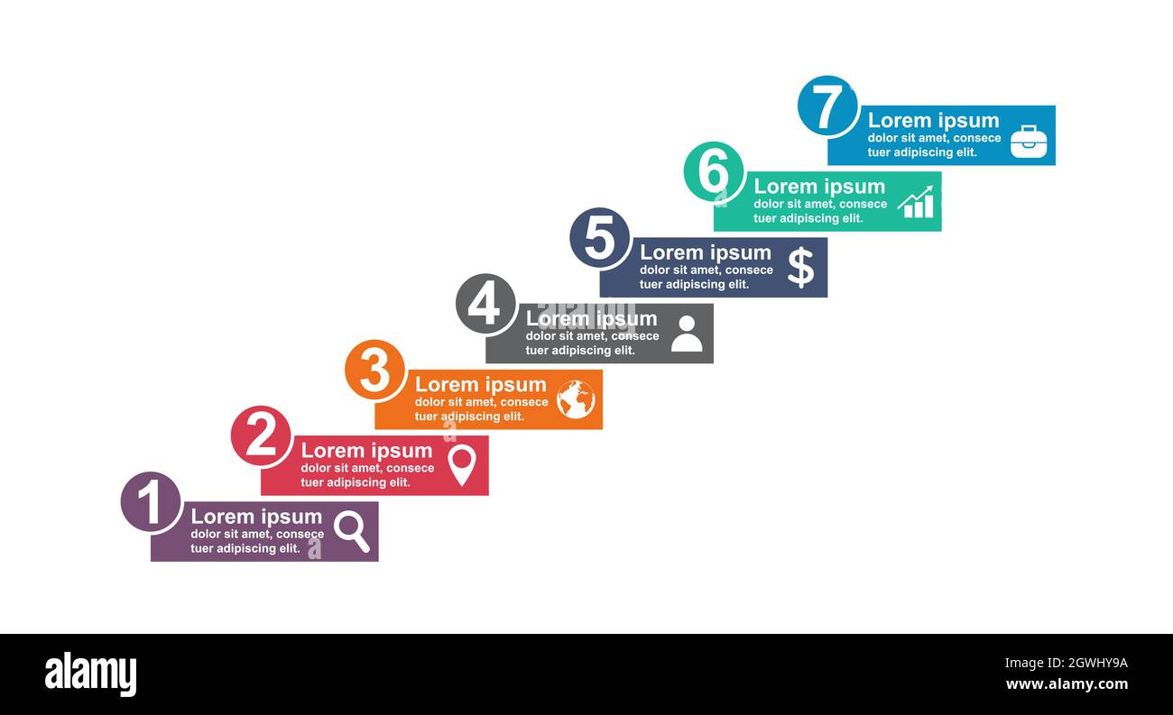 Infographic business concept design with icons and 7 steps. Simple ...