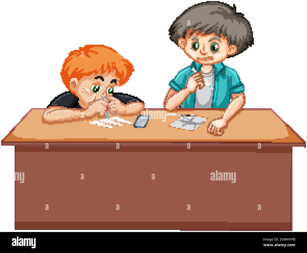 Two boys doing drugs on white background Stock Vector Image & Art - Alamy