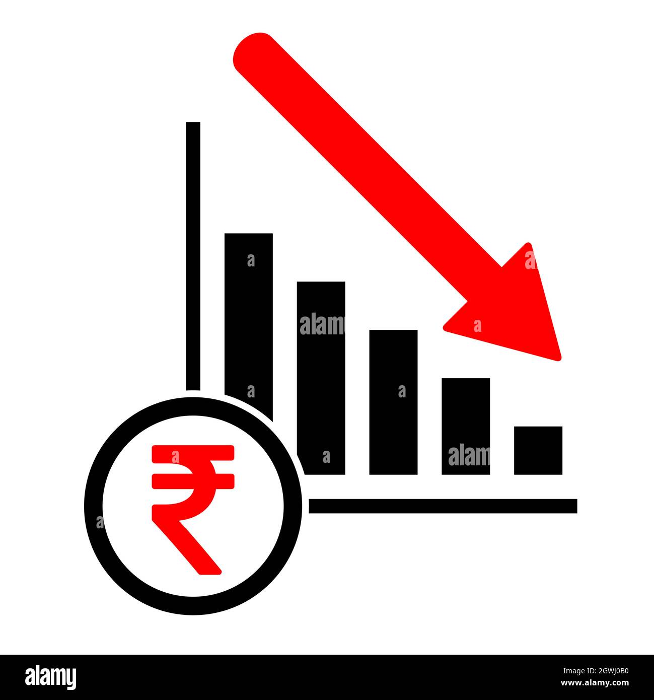 Loss, fall arrow economic symbol, income flat modern icon, isolated on ...