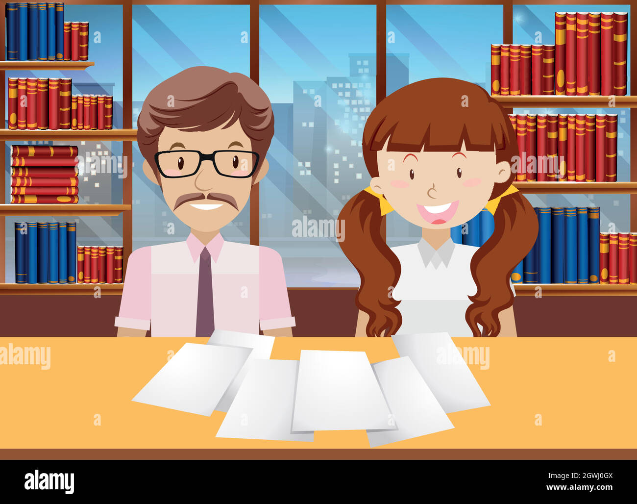 Person in library Stock Vector Images - Alamy