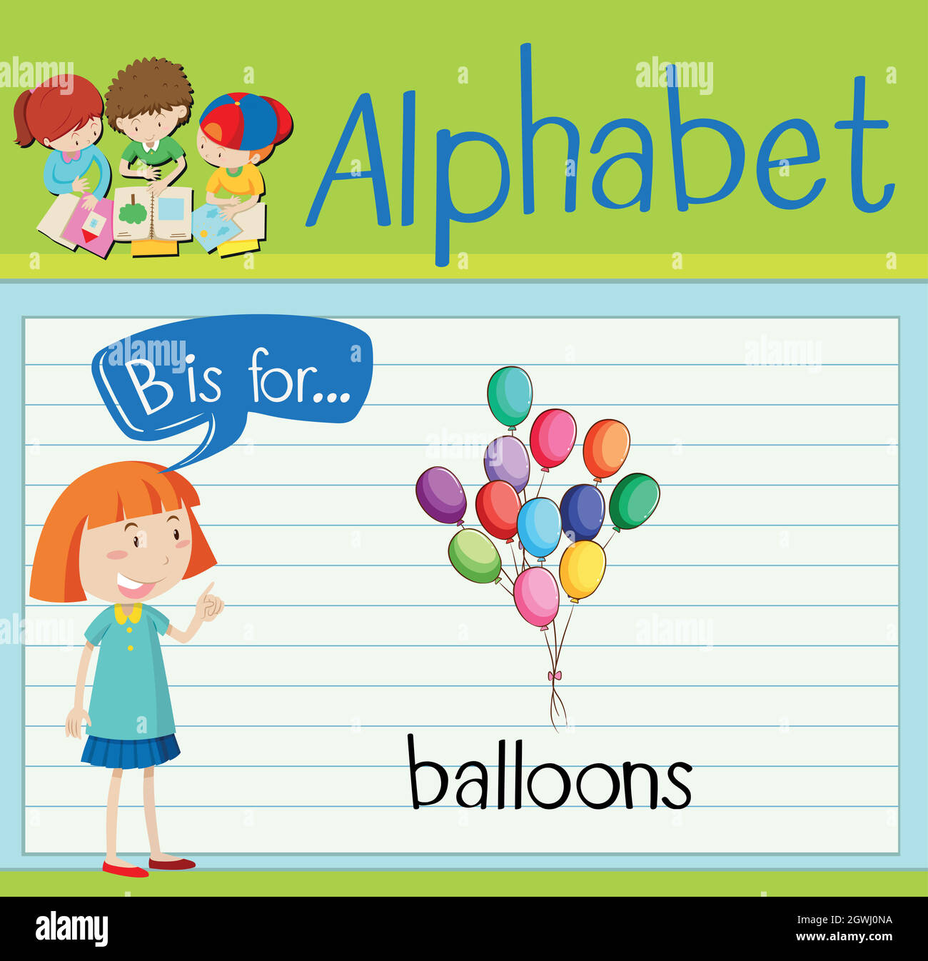 Flashcard letter B is for balloons Stock Vector Image & Art - Alamy