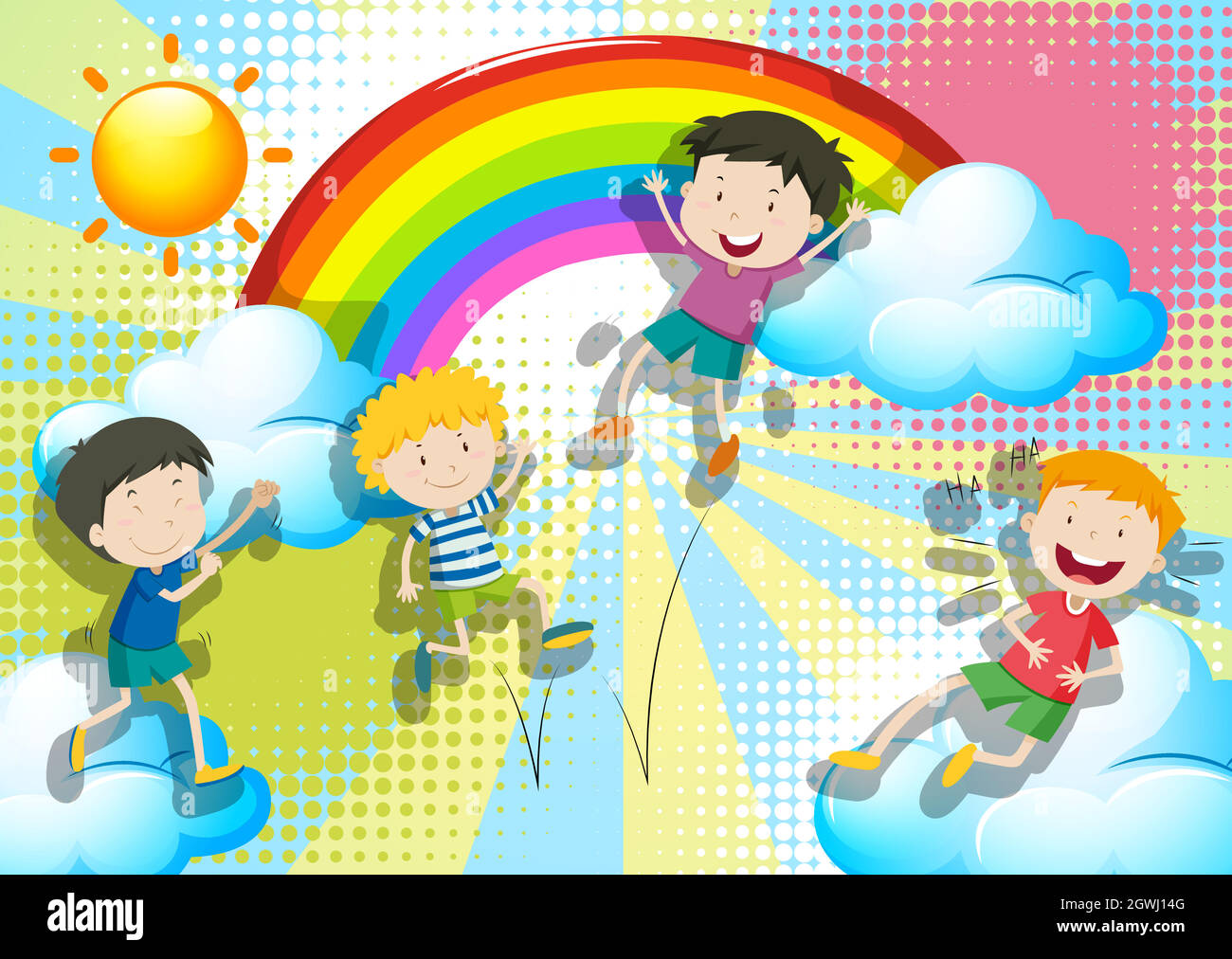 Boys jumping up in the sky Stock Vector Image & Art - Alamy