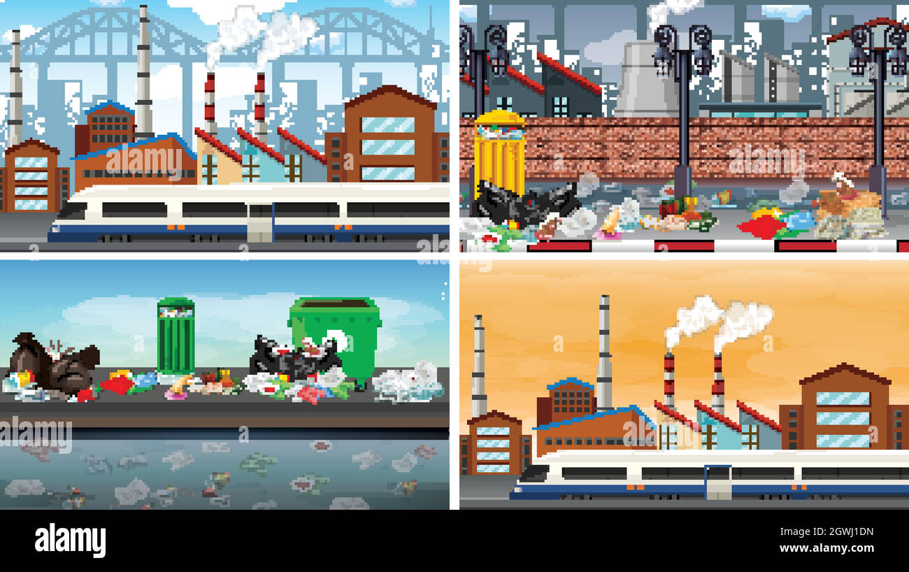 Set of polluted scenes Stock Vector Image & Art - Alamy