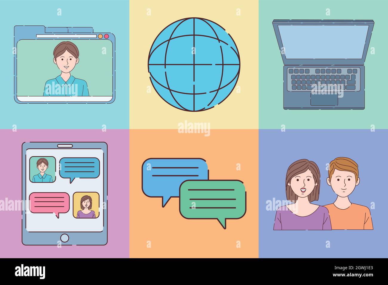 six digital work icons Stock Vector Image & Art - Alamy